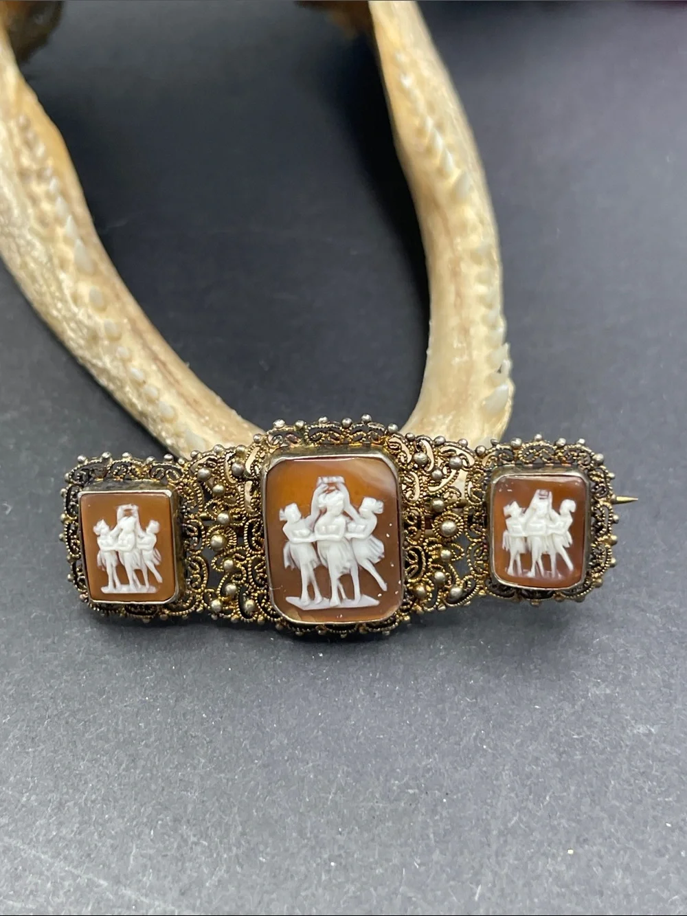 Unbranded | Jewelry | Vermeil 80 Three Graces Shell Cameo Brooch ...
